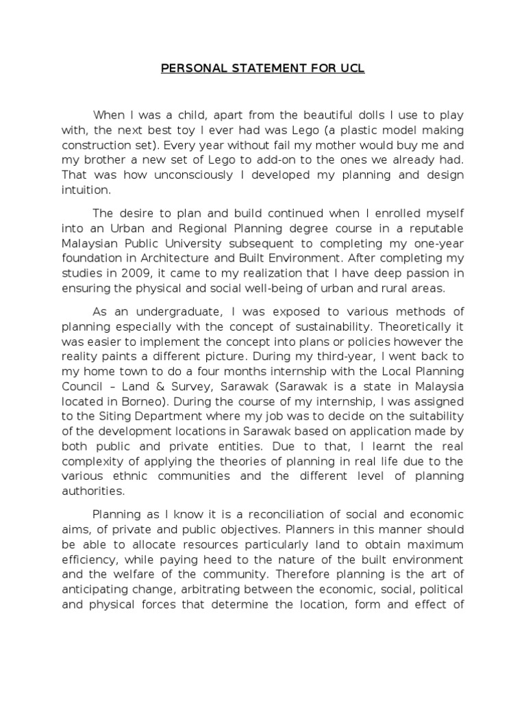Personal Statement FINAL | PDF | Urban Planning | Malaysia