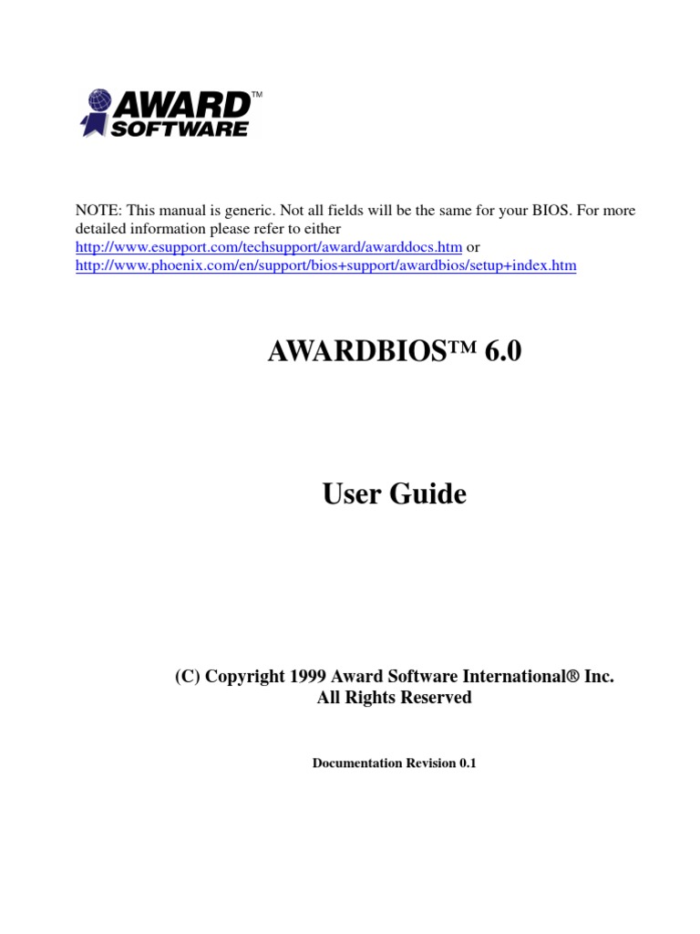 Award Bios Manual | PDF | Bios | Dynamic Random Access Memory