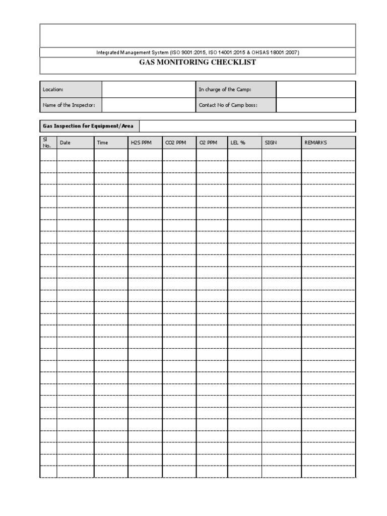 Gas Monitoring Checklist: Ensuring Worker Safety and Regulatory ...