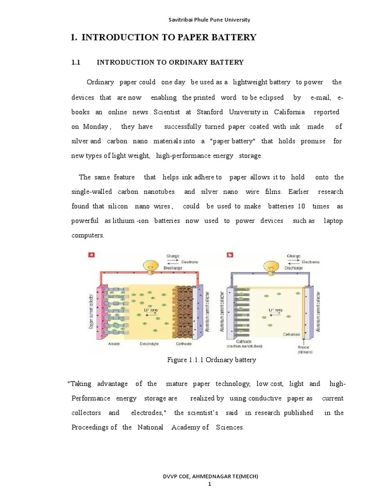 Introduction to Paper Batteries | PDF | Battery (Electricity) | Thin Film