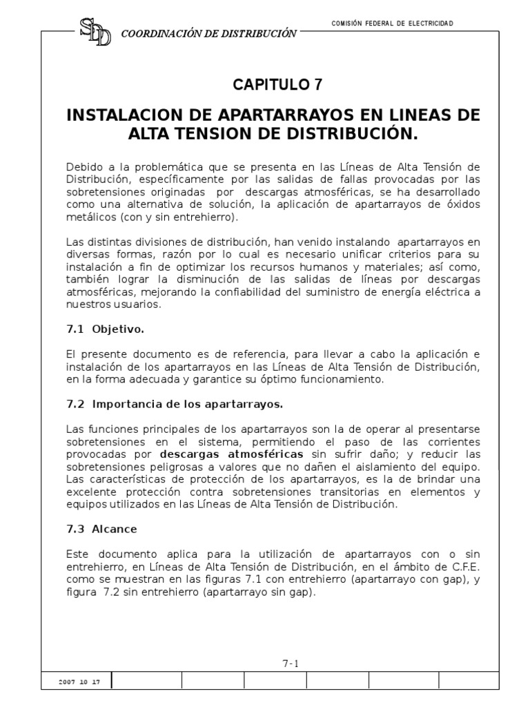7 - Instalación - de - Apartarrayos Cfe | PDF | Relámpago | Frecuencia