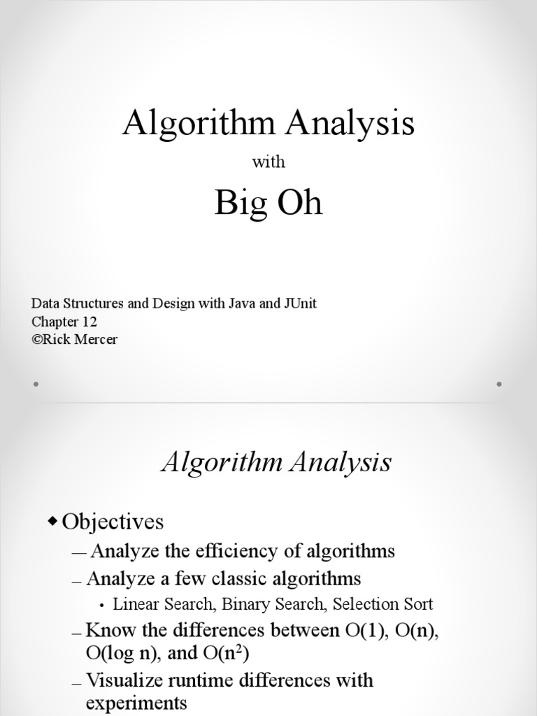 Algorithm Analysis Big Oh: Data Structures and Design With Java and ... Algorithm Analysis Big Oh: Data Structures and Design With Java and ...
