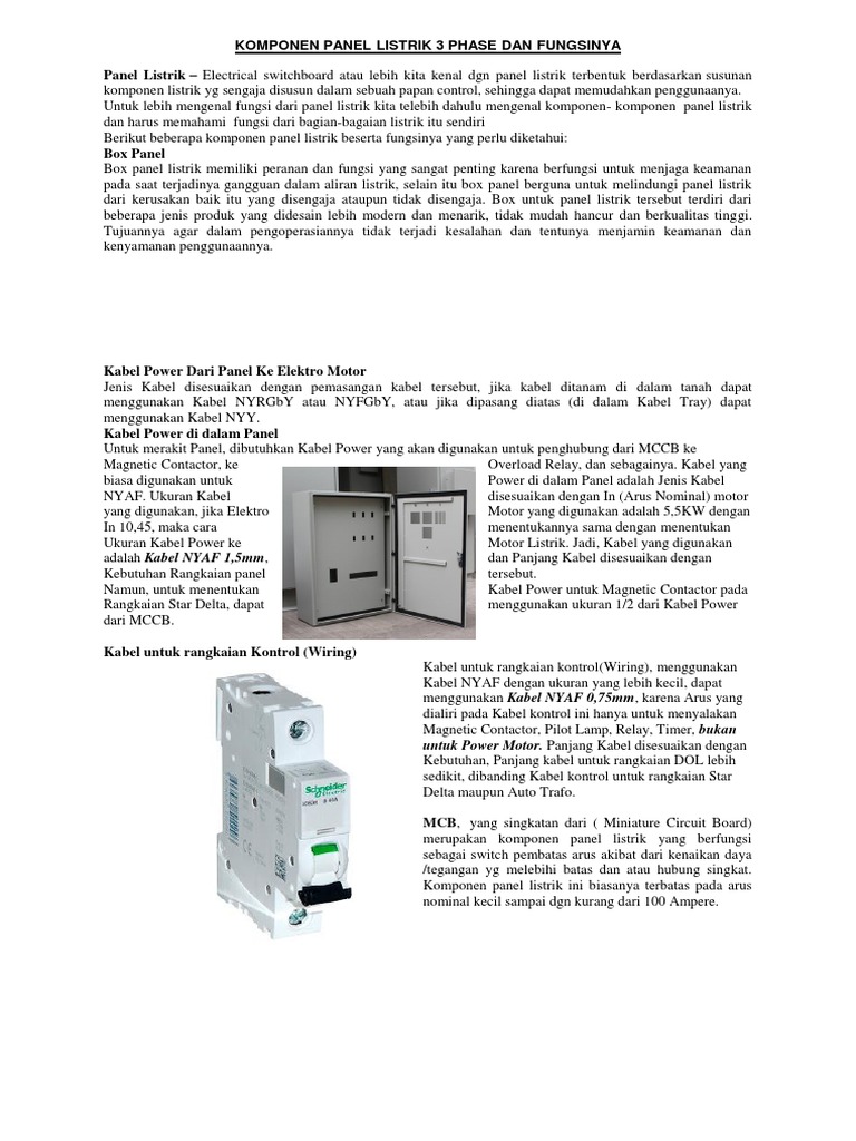 Komponen Panel Listrik Dan Fungsinya | PDF