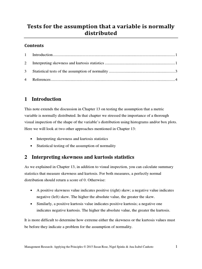 Chapter 13 - Tests For The Assumption That A Variable Is Normally ...