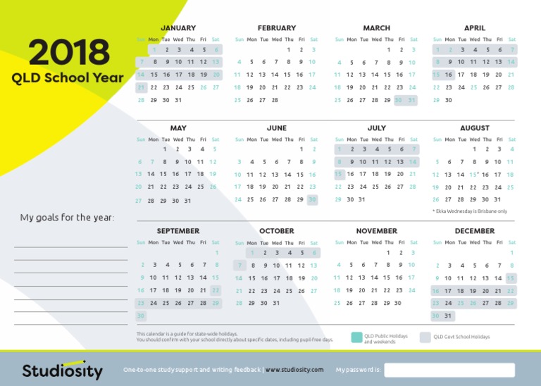 2018 Calendar - QLD Studiosity | PDF