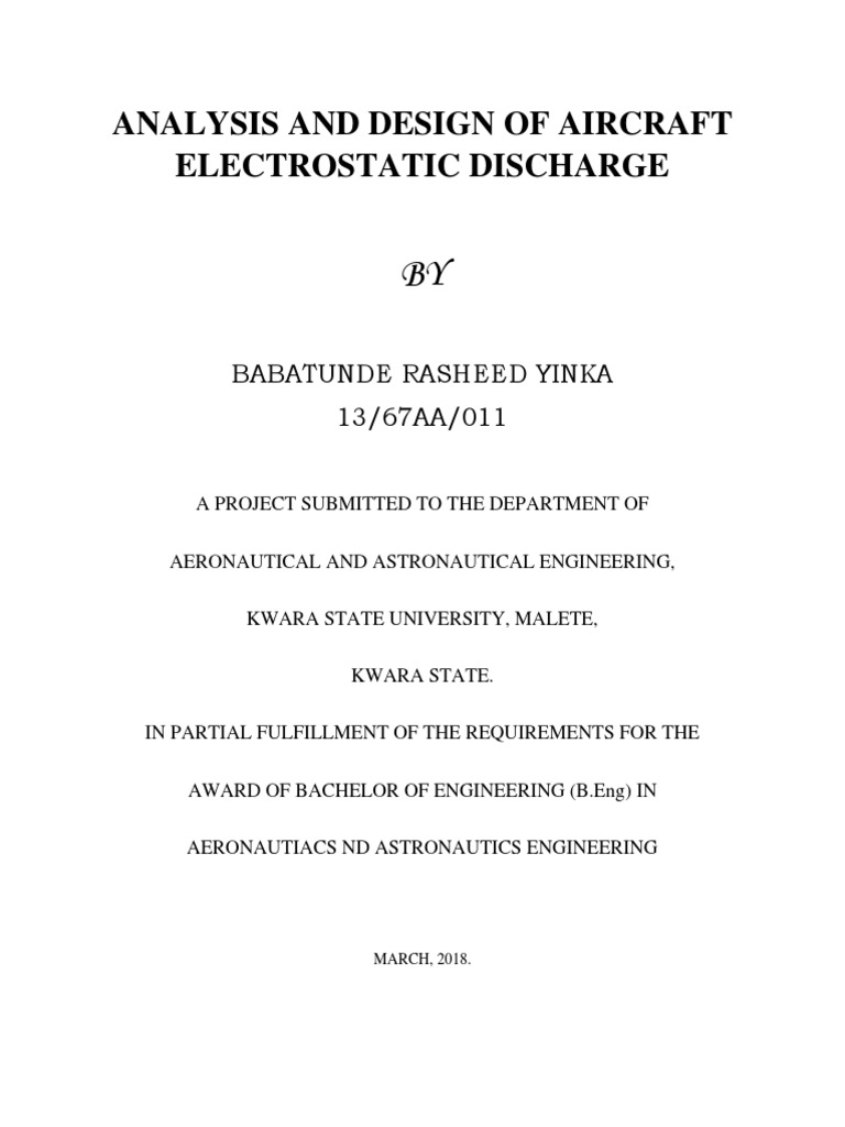 Analysis and Design of Aircraft Electrostatic Discharge (Chapter One ...