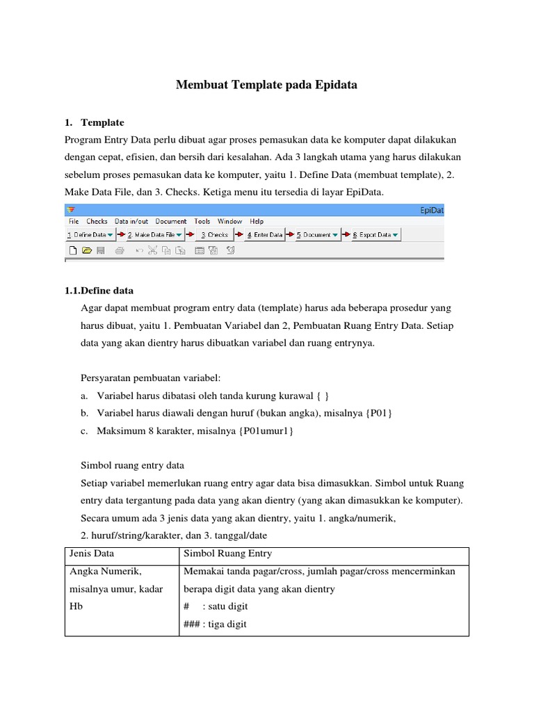2 Membuat Template Pada Epidata | PDF