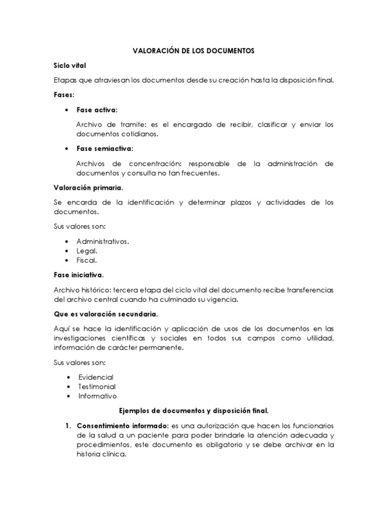 Valoración de Los Documentos | PDF | Documento | Contabilidad