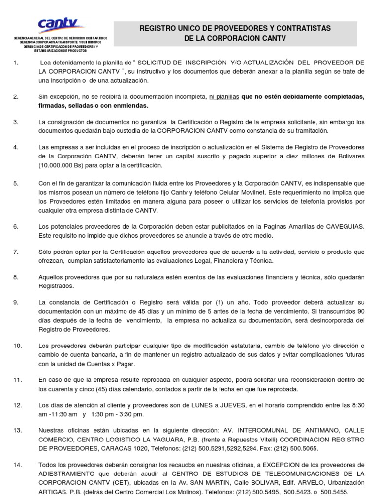 Cantv/data/Planilla F-0076-001 | PDF | Calidad (comercial) | Corporaciones