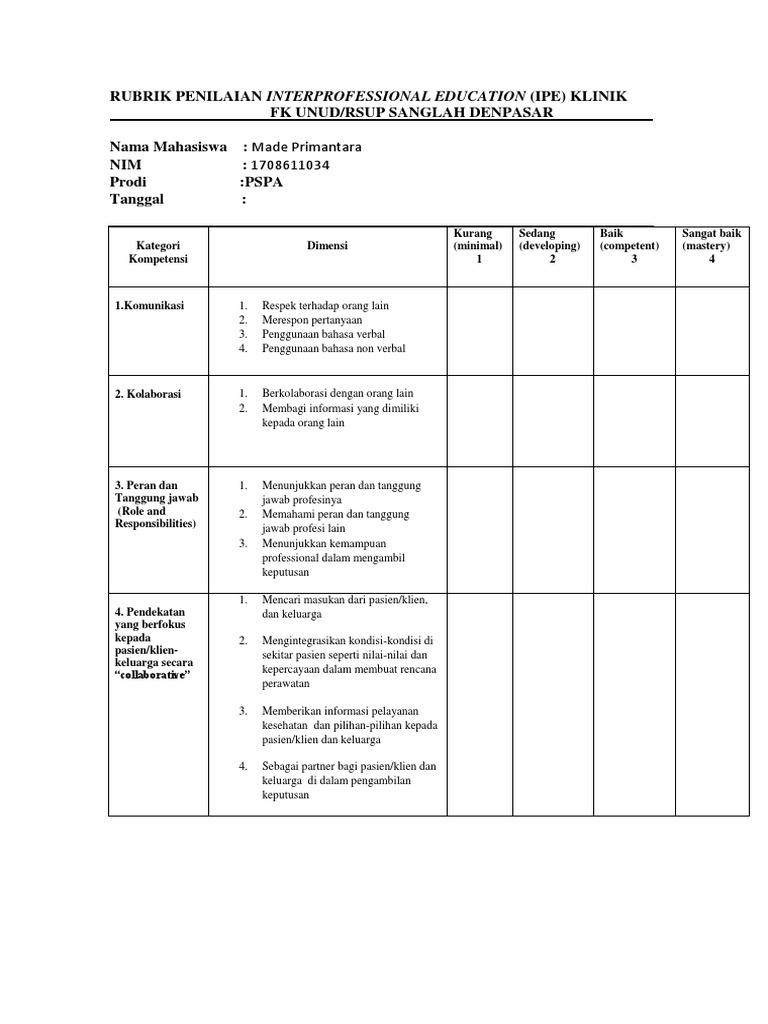 Form Penilaian IPE | PDF