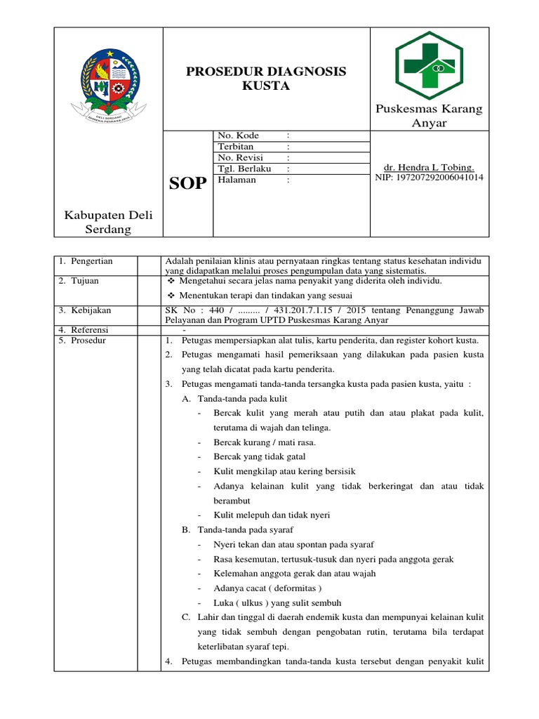 SOP Diagnosis Kusta | PDF