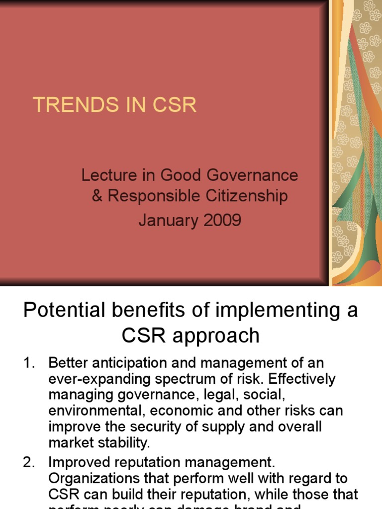 Trends in CSR | PDF | Corporate Social Responsibility | Governance