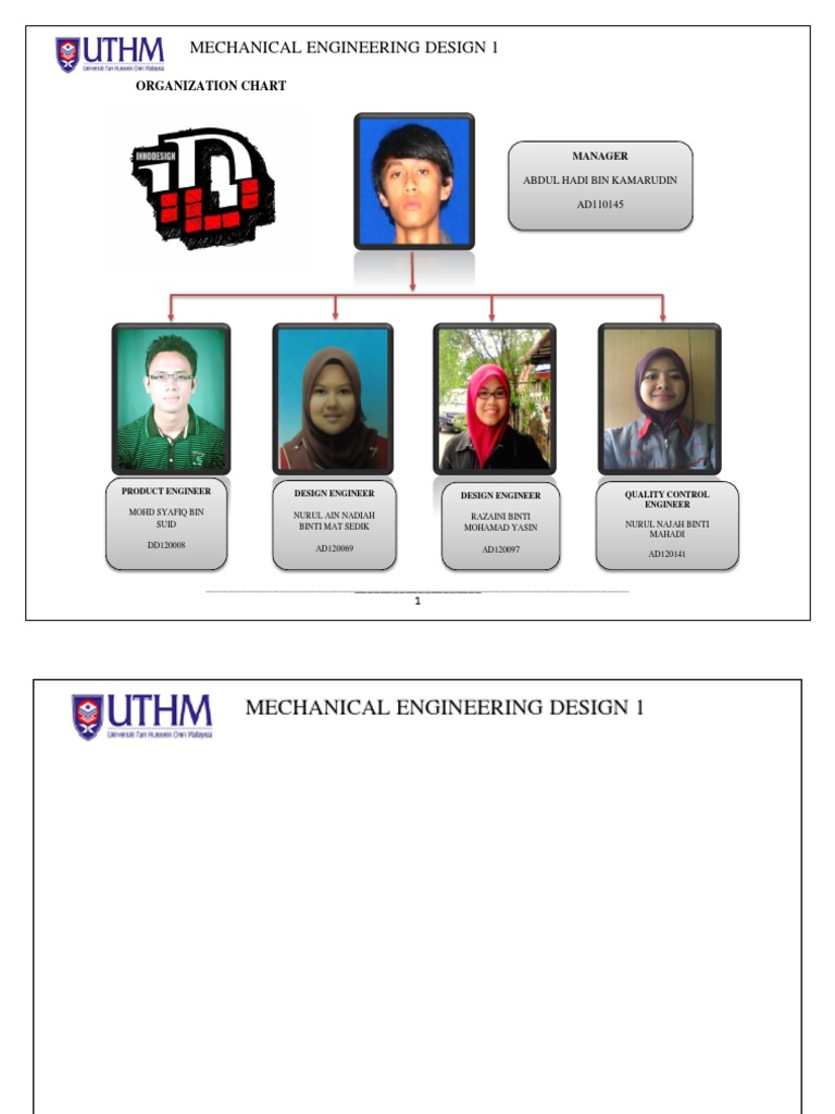 Mechanical Engineering Design 1: Organization Chart | PDF