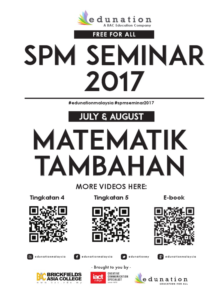 SPM Seminar 2017 Part 1 - Matematik Tambahan Notes | PDF | Space ...
