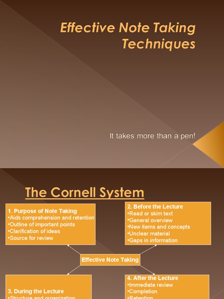 Effective Note Taking Techniques | PDF | Teaching | Lecture