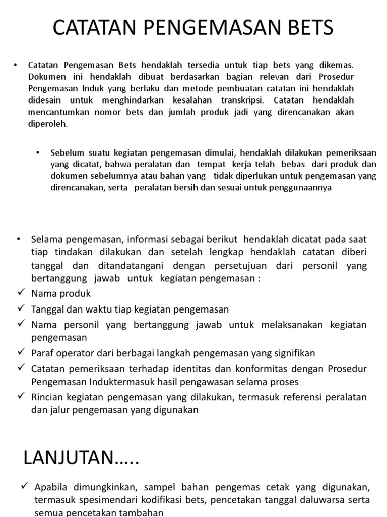 Catatan Pengemasan Bets | PDF | Pengelolaan Keuangan & Uang