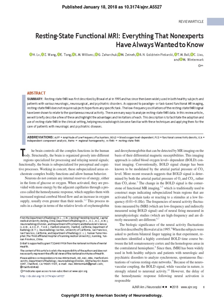 Resting-State Functional MRI: Everything That Nonexperts Have Always ...