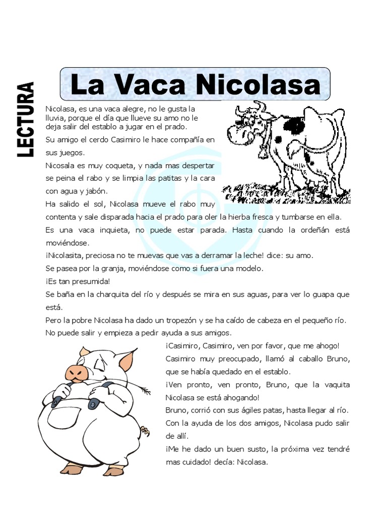 Ficha de La Vaca Nicolasa Para Primaria (1) | Ocio