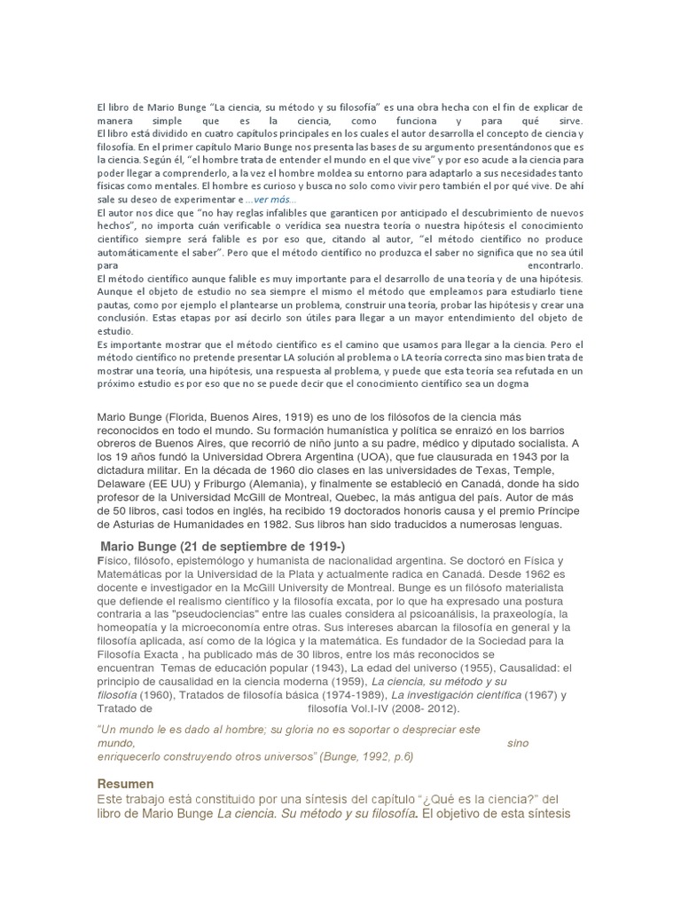 El Libro de Mario Bunge 1 | PDF | Teoría | Science