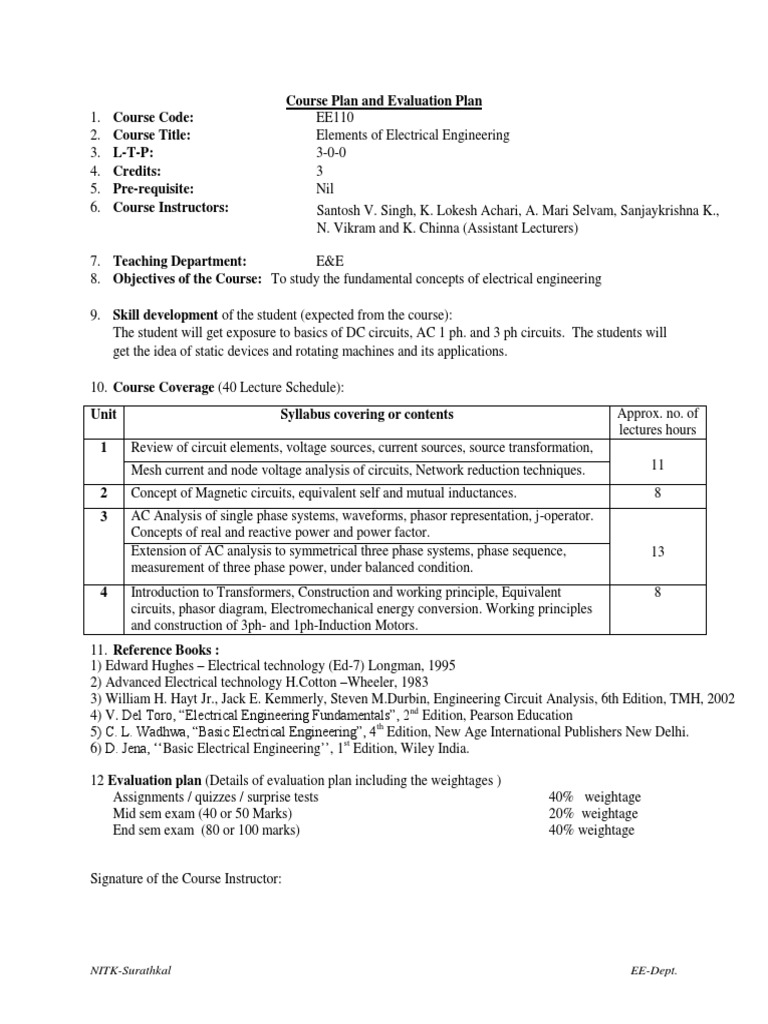 EE110 | PDF | Electrical Network | Inductance
