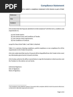 Compliance Statement For Tender Docs | PDF | Finance & Money Management ...