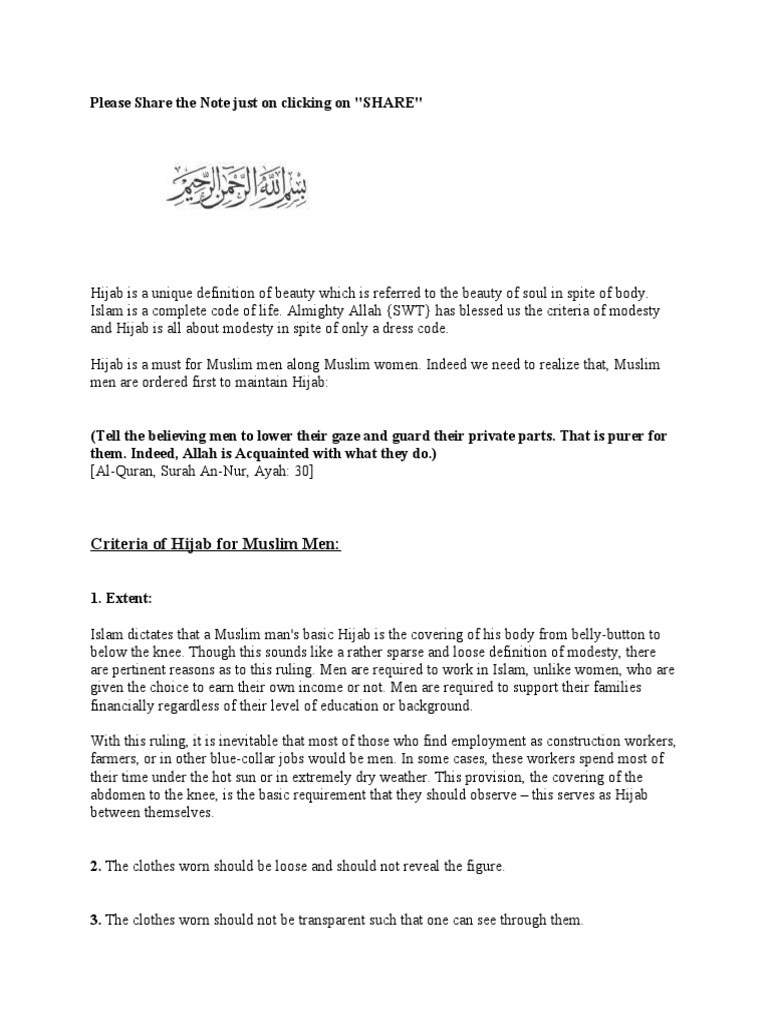 Hijab For Muslim Men | PDF | Hijab | Modesty