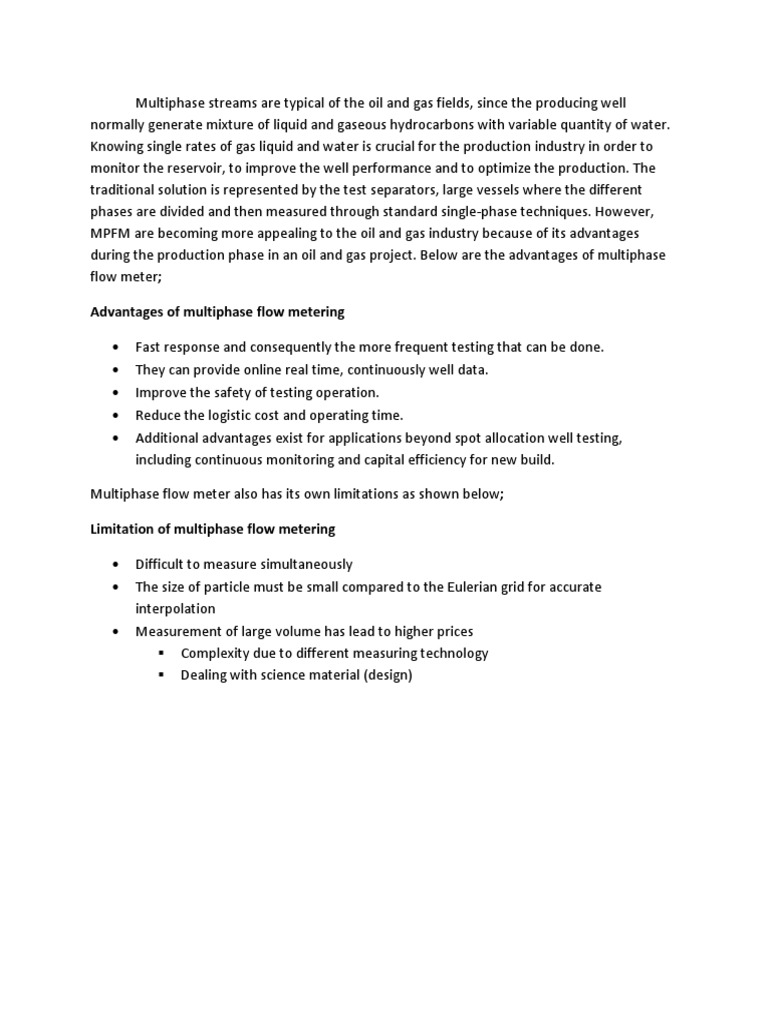 Advantages Of Multiphase Flow Metering Pdf