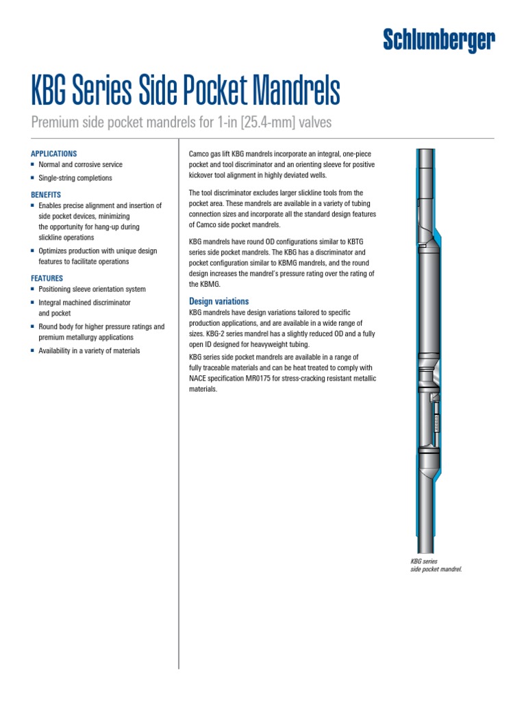 Kbg-2 Mandrel SLB Product Sheet | PDF | Valve | Pipe (Fluid Conveyance)