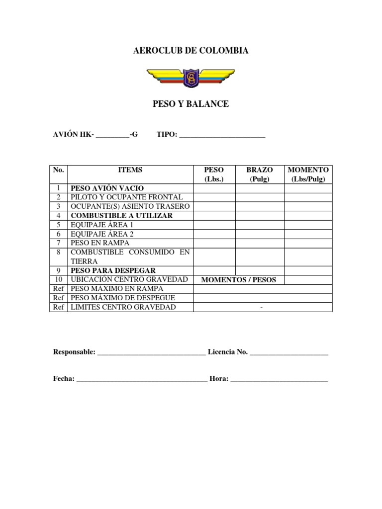 Peso y Balance en Aviación | PDF | Aviación | Configuraciones de ala