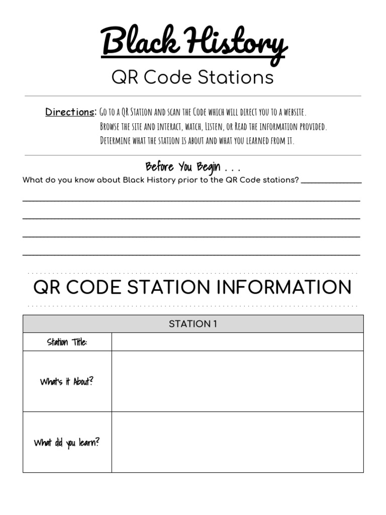 Black History QR Stations-4 | PDF | Qr Code | The United States