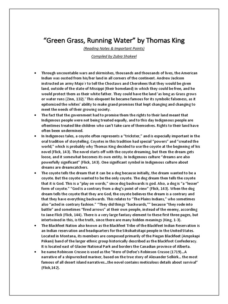 Green Grass, Running Water | PDF | Blackfoot Confederacy