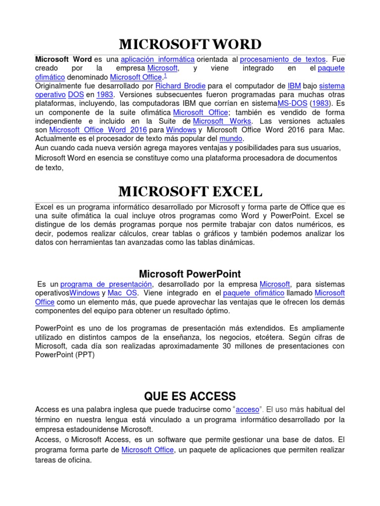 Programas de Microsoft Office | Descargar gratis PDF | Microsoft Office ...