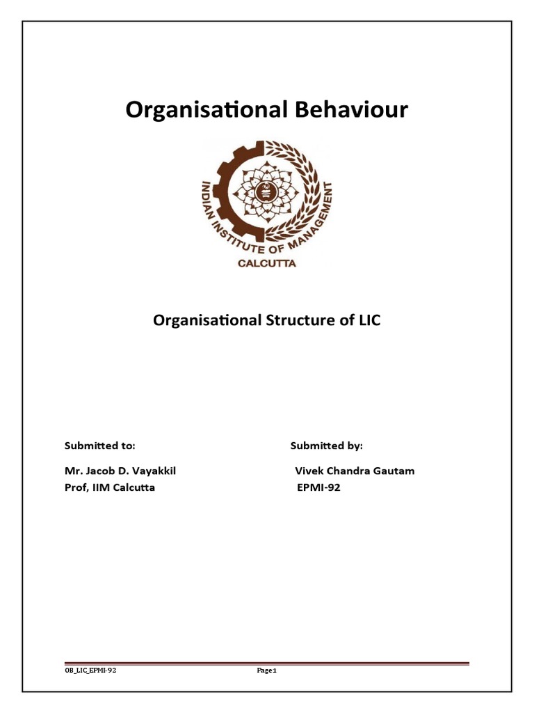 Organisational Behaviour: Organisational Structure of LIC | PDF ...