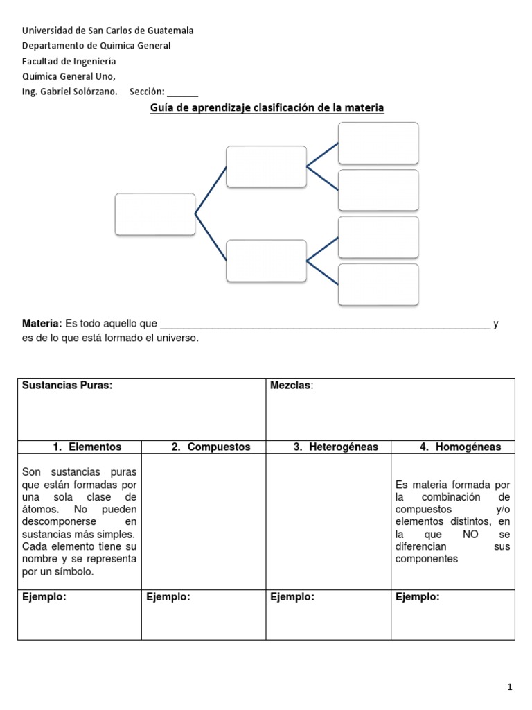 Hoja Clasificación de La Materia | PDF | Importar | Química