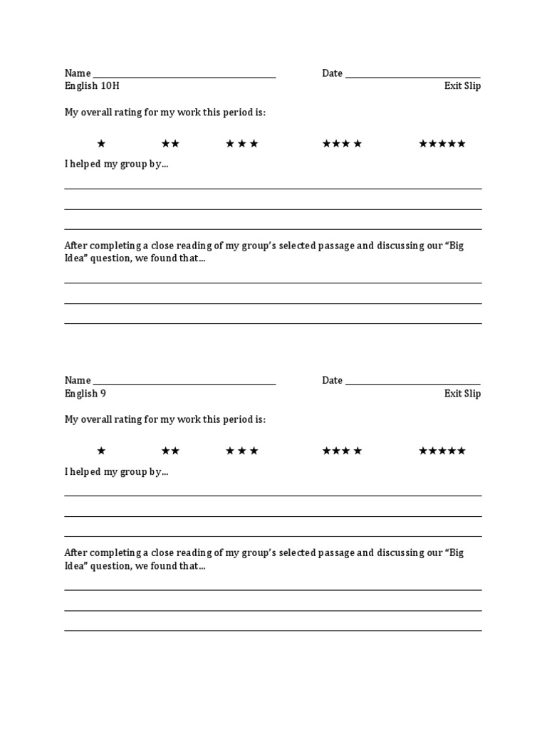 Student Exit Slip Template | PDF | Career & Growth | Business