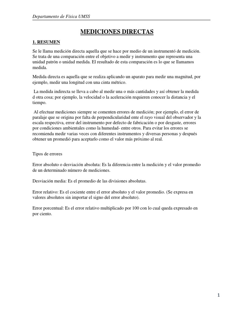Mediciones Directas | PDF | Medición | Observación científica