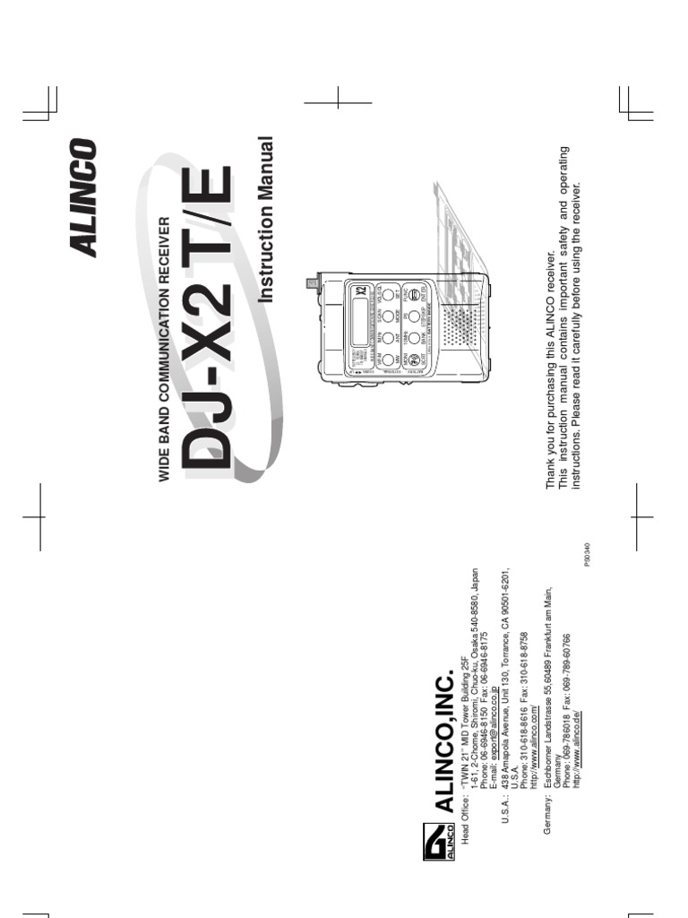 Alinco DJ-X2 Instruction Manual | PDF | Radio | Electromagnetic Interference