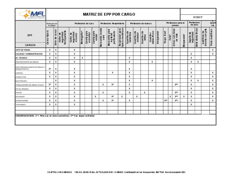 Matriz de EPP Por Cargo | PDF | Sombrerería | Ocio
