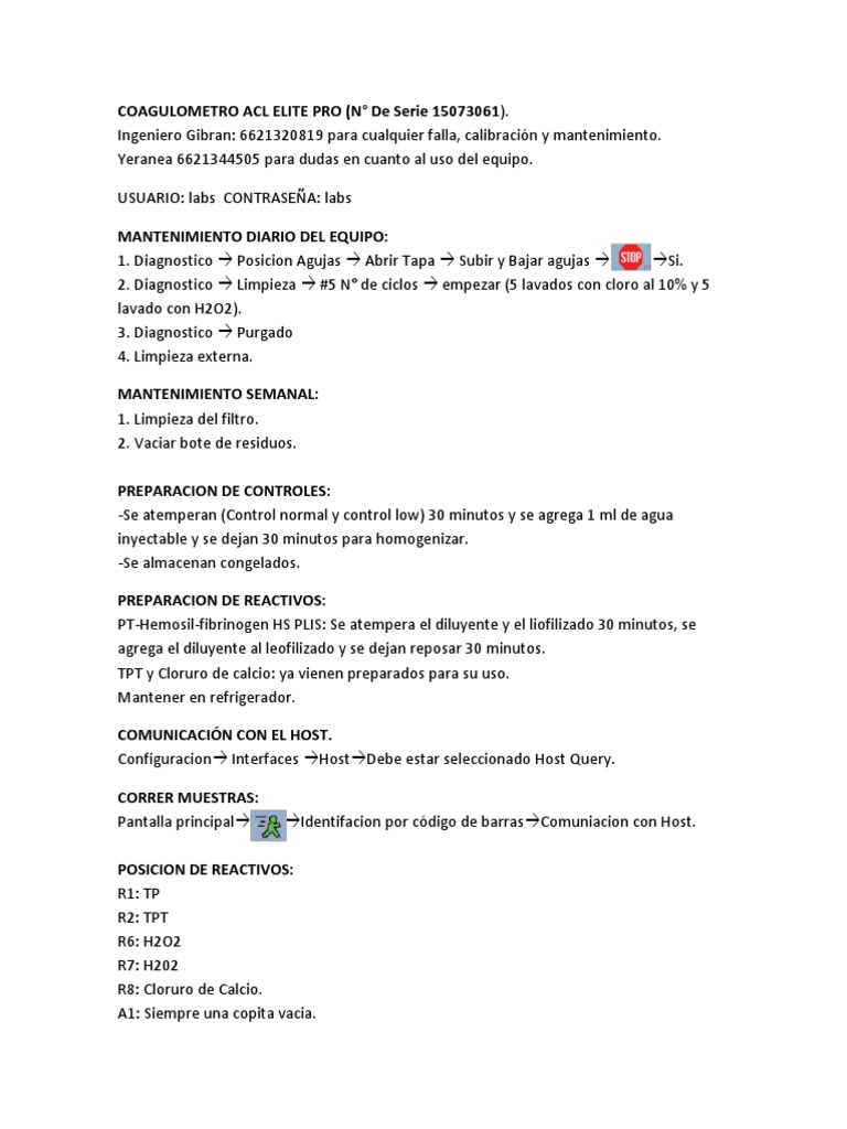 Manual de Uso y Mantenimiento ACL Elite Pro | PDF