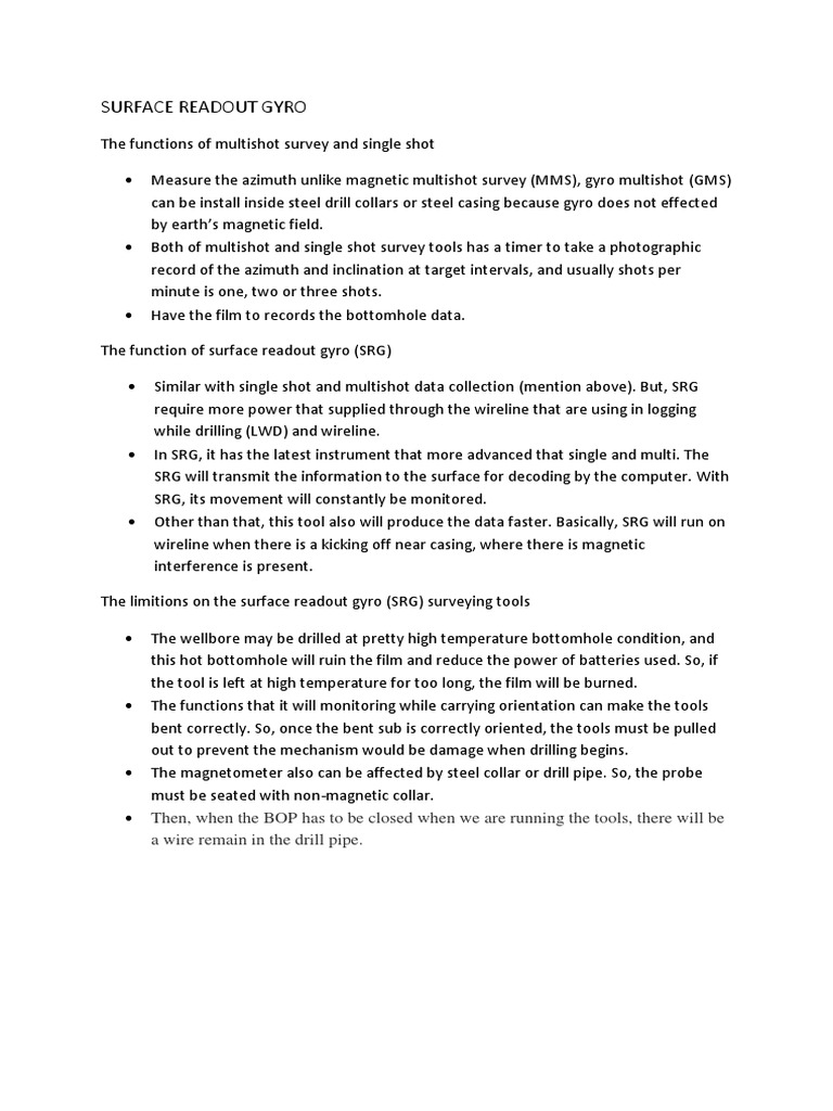 Surface Readout Gyro | Download Free PDF | Surveying | Gyroscope