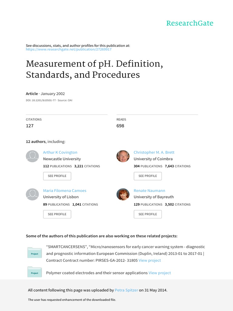 Measurement of PH Definition Standards and Procedures | PDF | Ph ...
