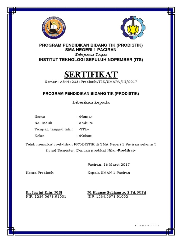 Contoh Sertifikat | PDF
