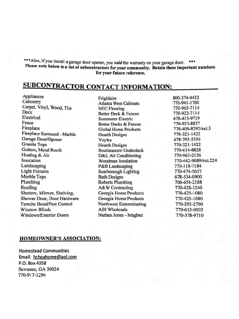 Contractor List | PDF