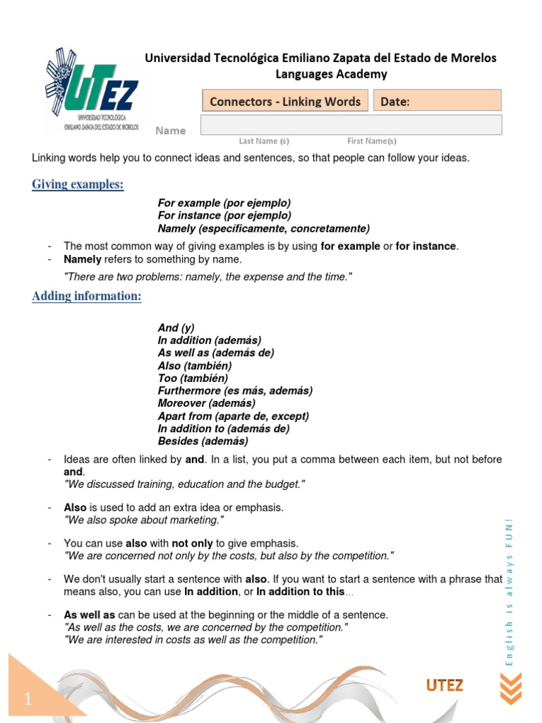 Linking Words for Effective Writing | PDF | English Language | Sentence ...
