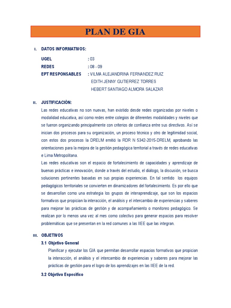 Plan de Gia | Descargar gratis PDF | Cambio | Planificación