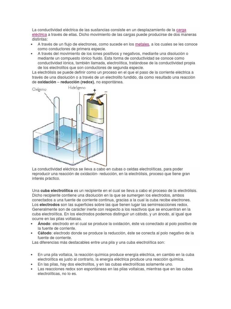 Conductividad y Electrólisis: Claves | PDF | Redox | Electrodo