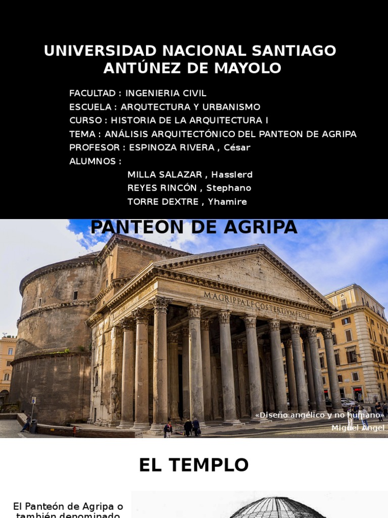 ANALISIS ARQUITECTÓNICO DEL PANTEON DE AGRIPA 2.0.pptx | Bóveda (Arquitectura) | templo
