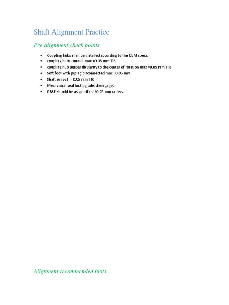 Shaft Alignment Guidelines | PDF