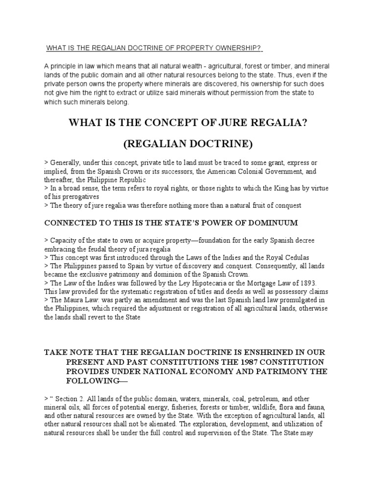 Regalian Doctrine | PDF | Resource | Property