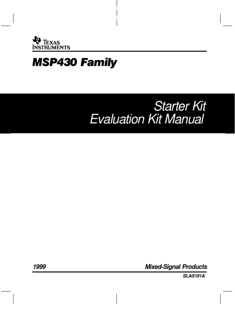 Starter Kit Evaluation Kit Manual: MSP430 Family | PDF | Electrical ...